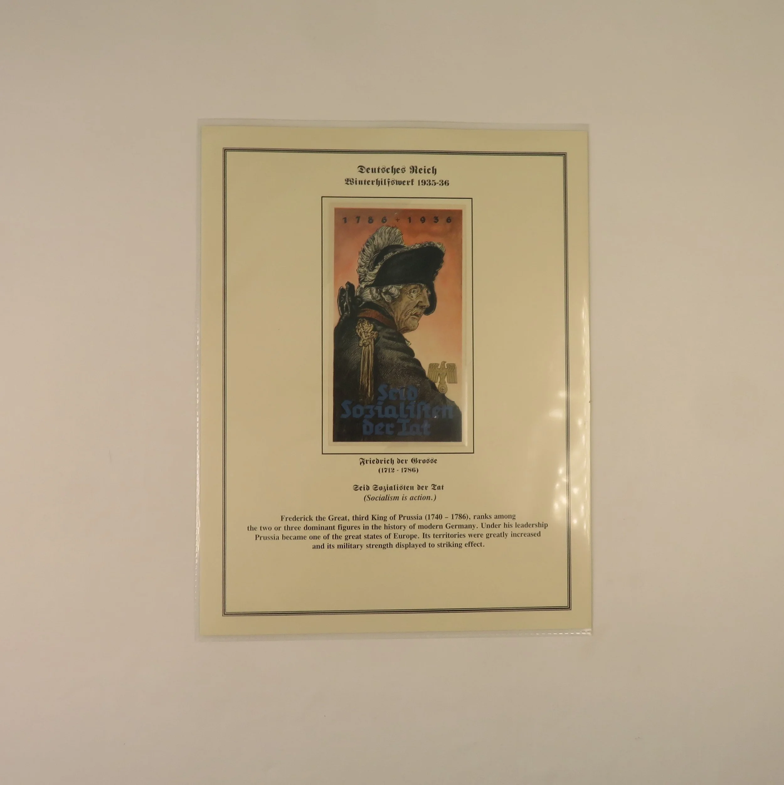 Germany. 1935 - 36 Winter Relief (WHW) Print "Frederick the Great ...