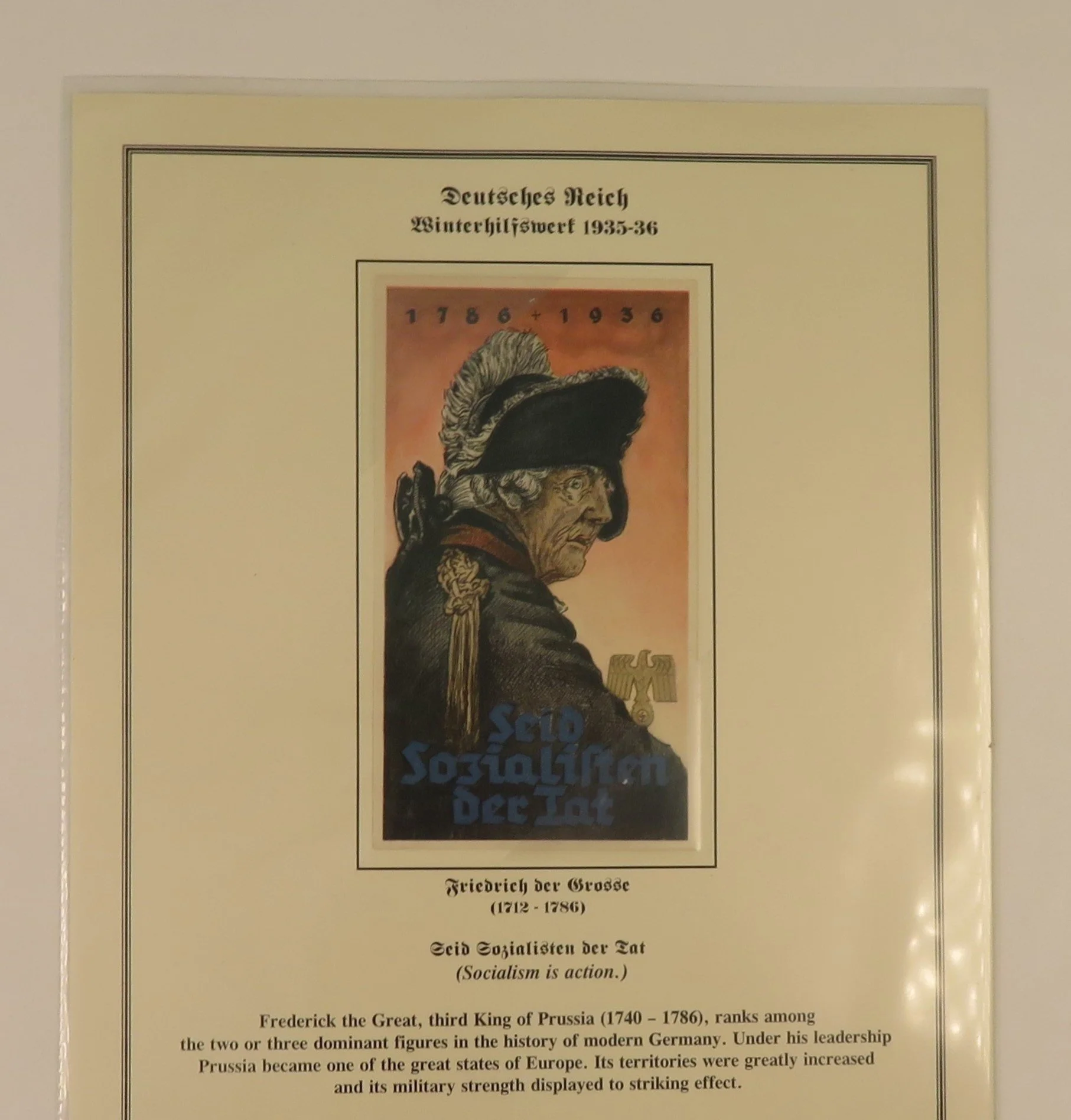Germany. 1935 - 36 Winter Relief (WHW) Print "Frederick the Great ...