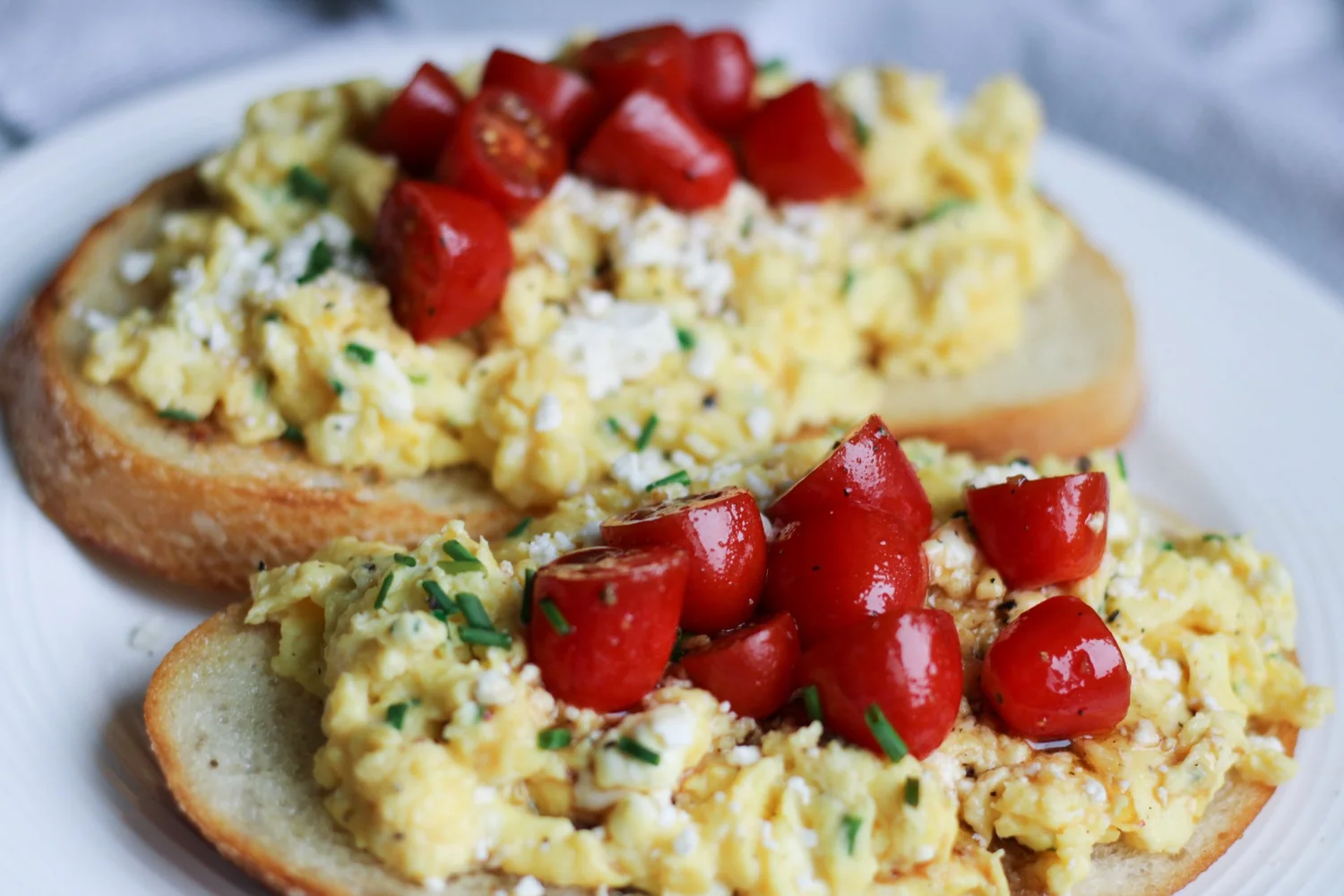 Eggs on Toast with Feta, Chives, & Tomato Relish — From April's Kitchen