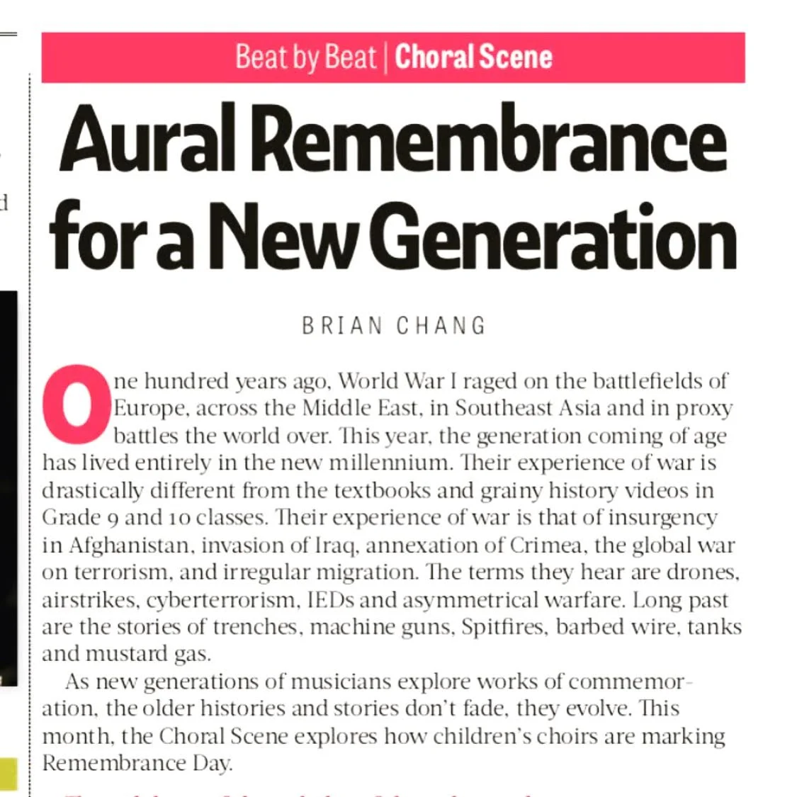 Feature on BCC in The Wholenote magazine — Bach Children's Chorus