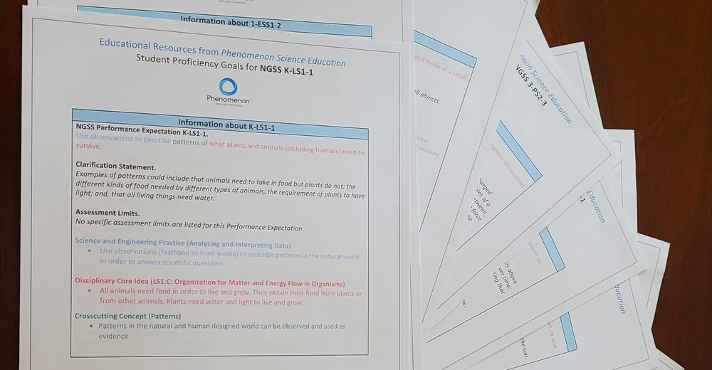Proficiency Goals — Phenomenon Science Education