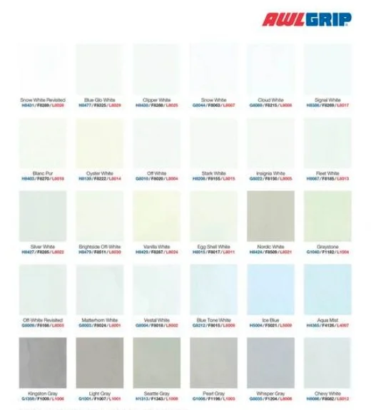 AWL GRIP Color Chart — DraginFly Products