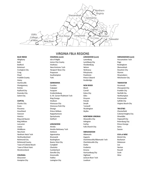State Regions Map — Virginia FBLA