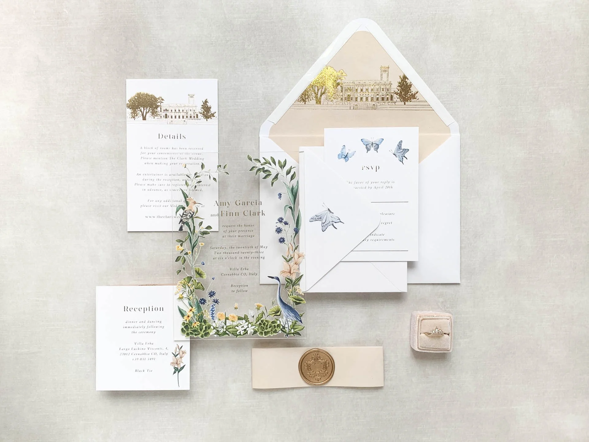 Luxury transparent acrylic wedding invitations | Lettering By GRG