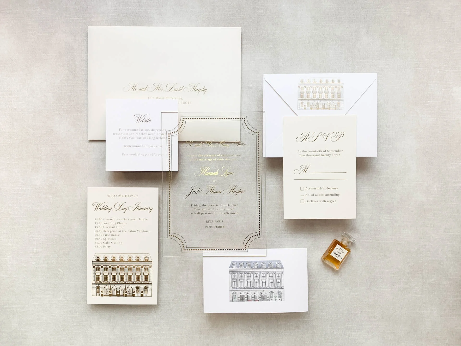 Luxury transparent acrylic wedding invitations | Lettering By GRG