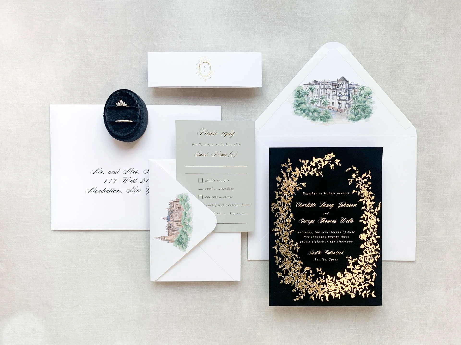 Luxury Velvet wedding invitations | Lettering By GRG