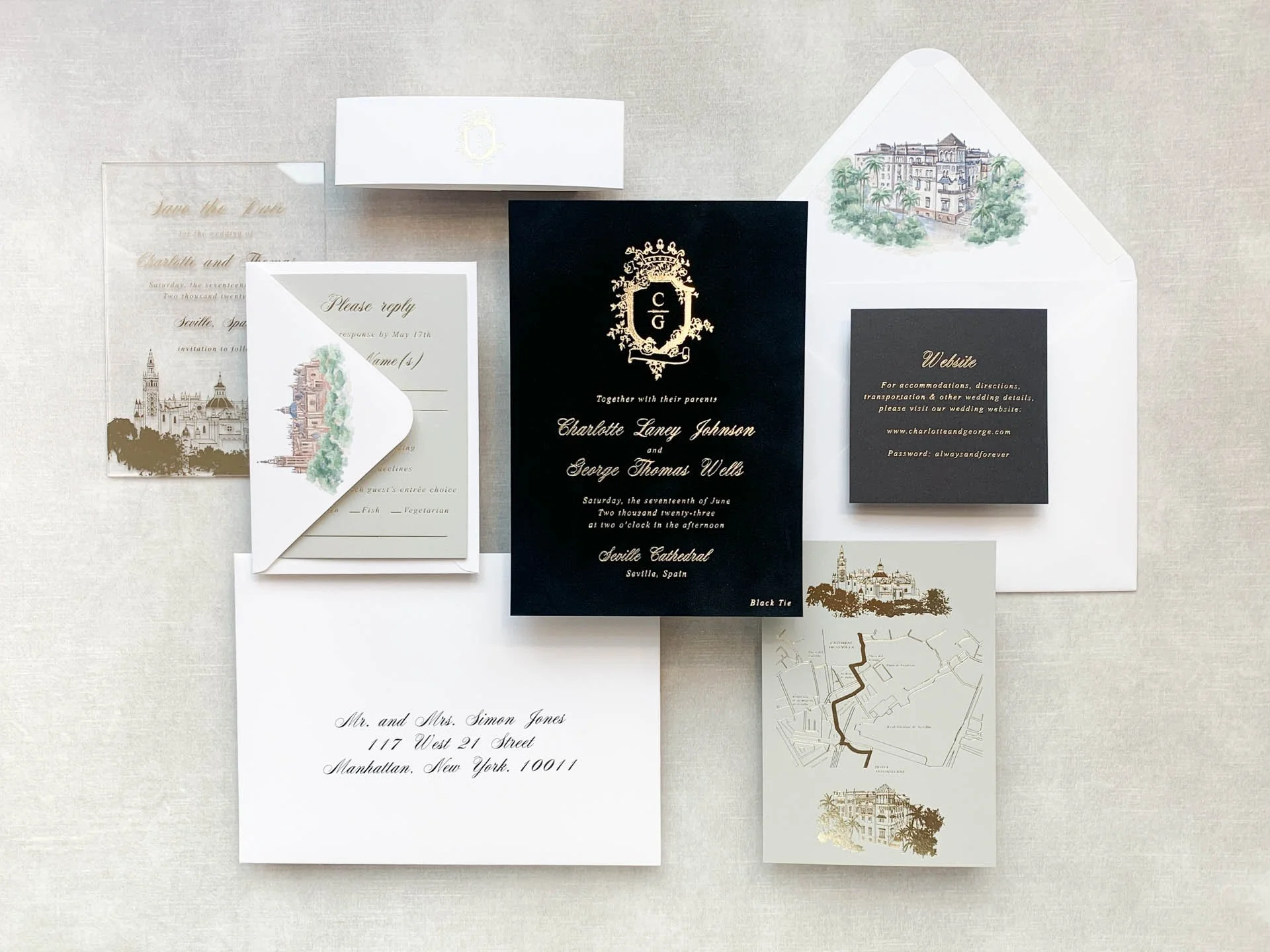 Black velvet wedding invitations | Honestweddingadvice.com