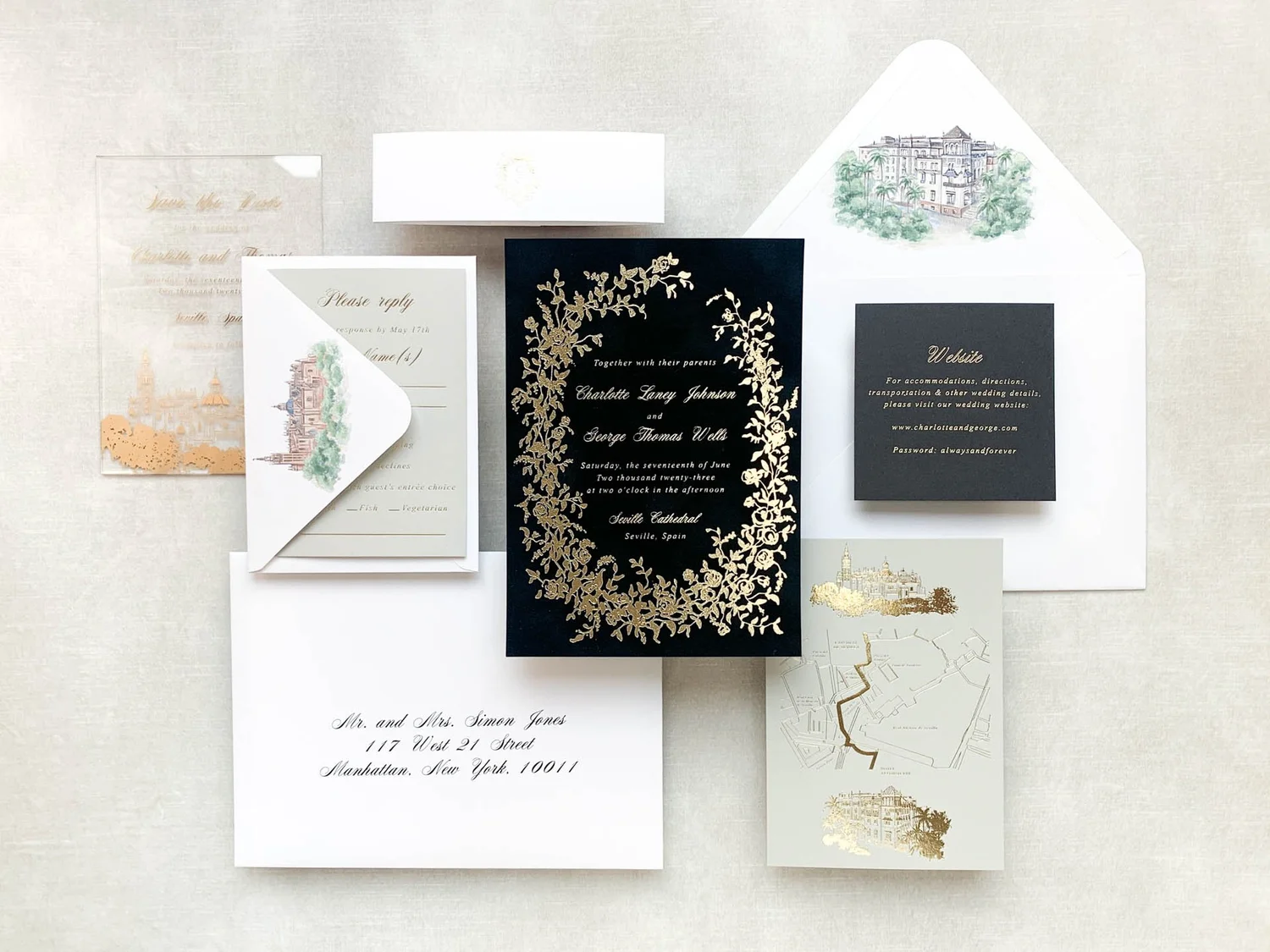 Luxury Velvet wedding invitations | Lettering By GRG