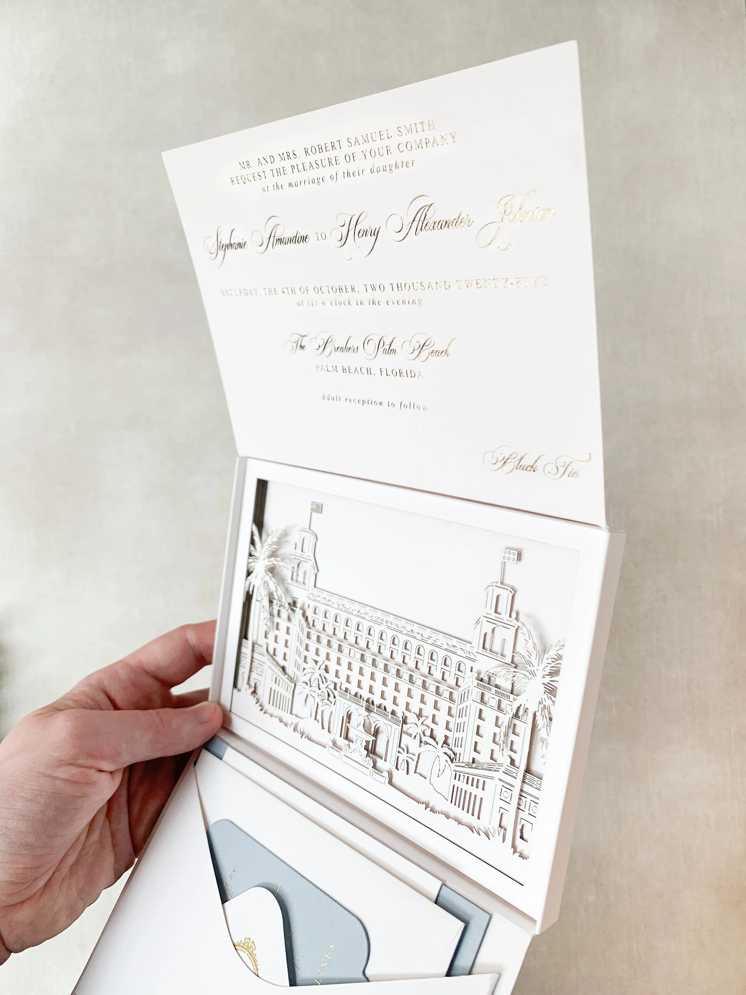 Unique Luxury Wedding Invitations Golden Classic Letterpress Wedding ...