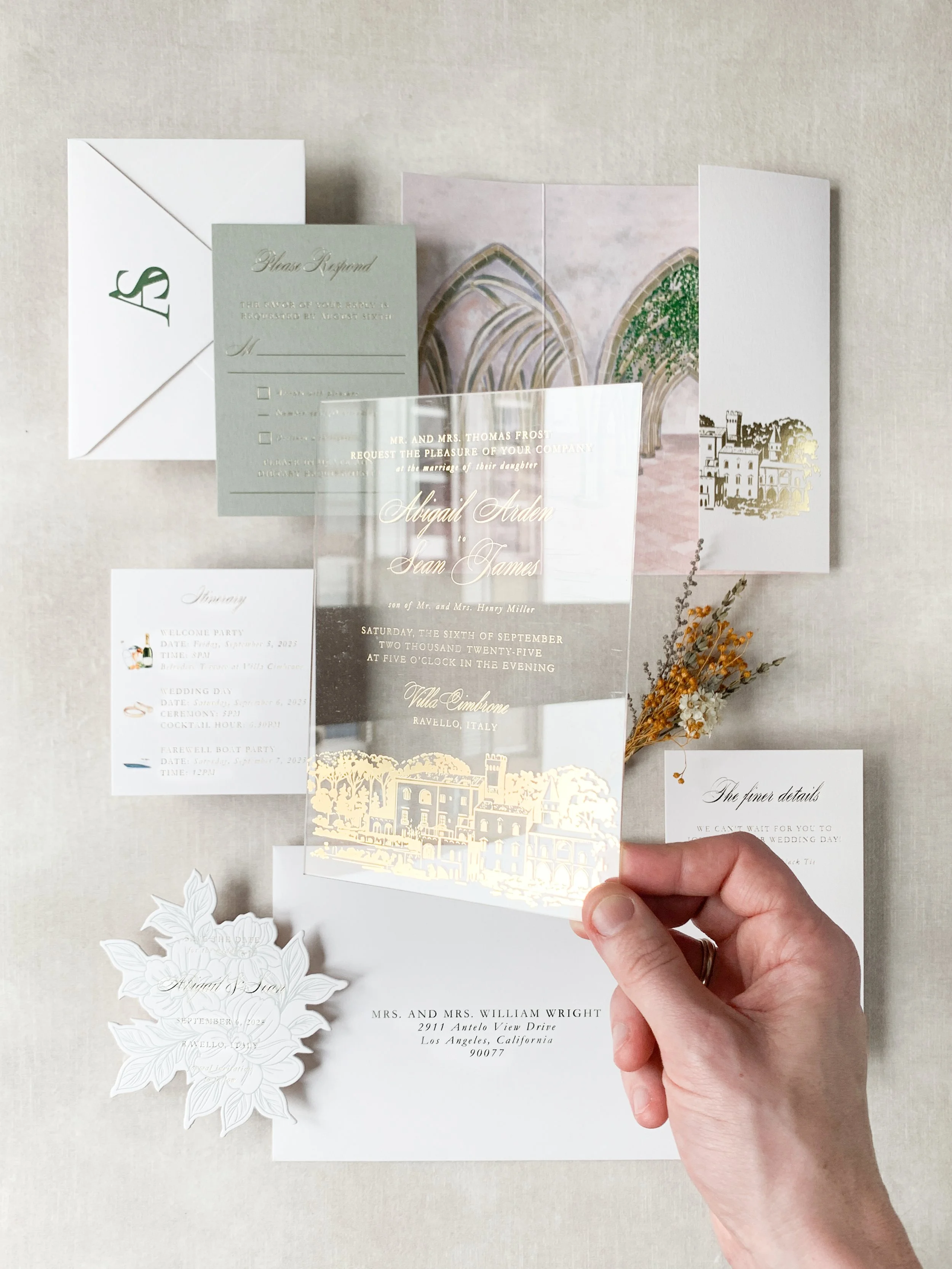 Villa Cimbrone Wedding Invitation — LETTERING BY GRG