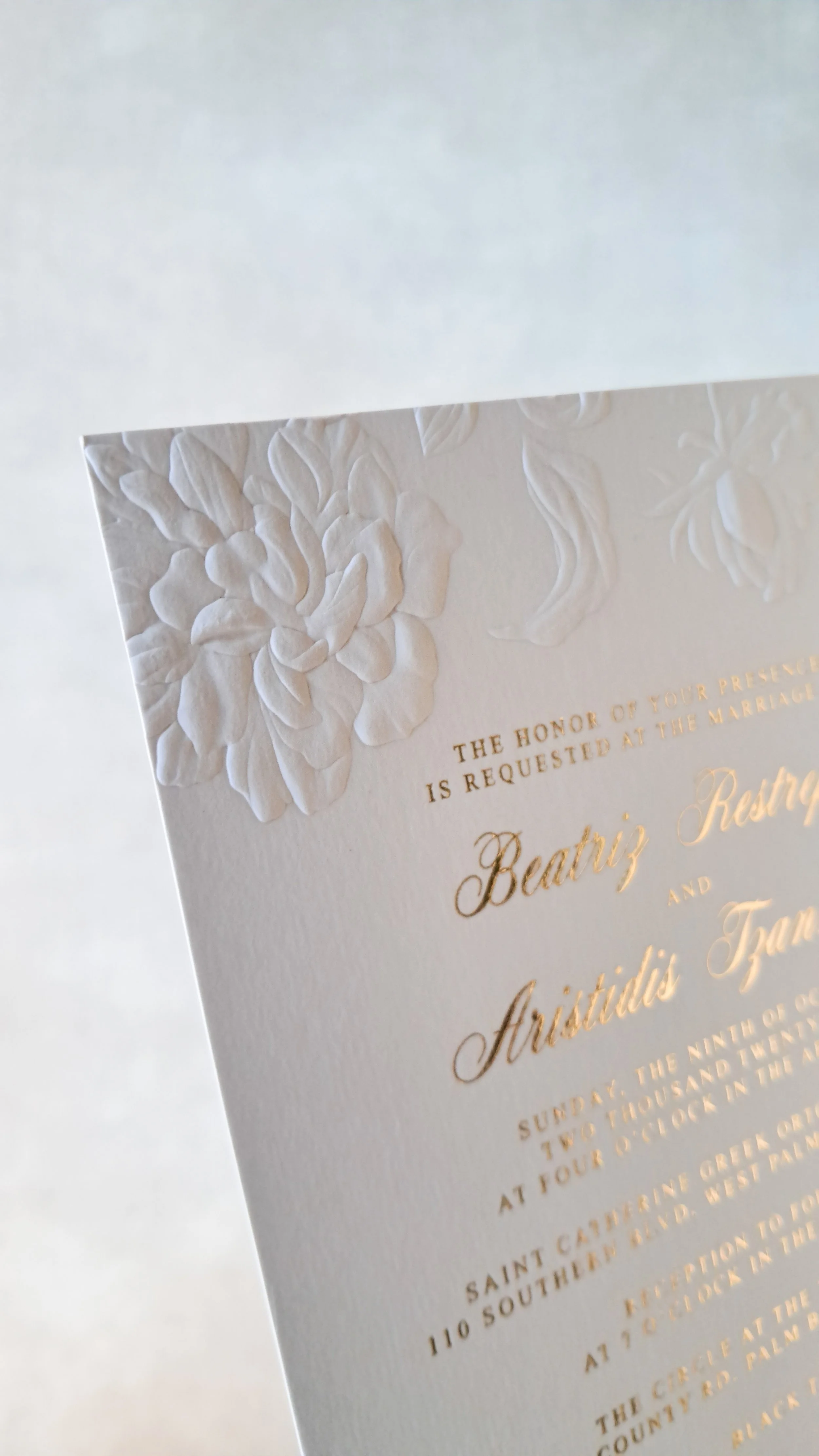 Sculpted Embossing Wedding invitation — LETTERING BY GRG