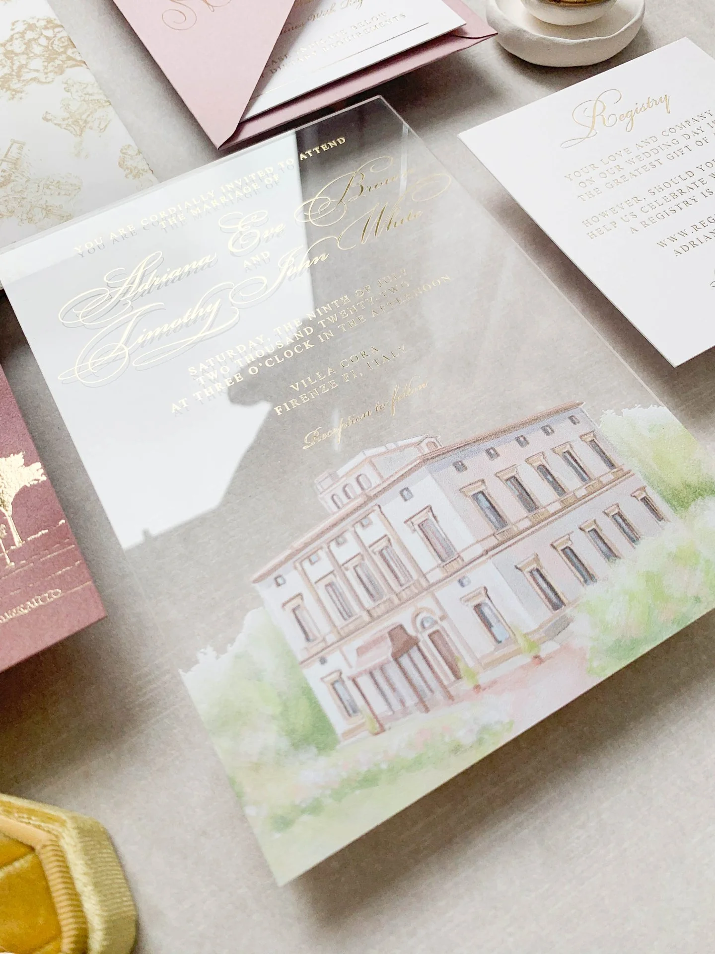 Luxury transparent acrylic wedding invitations | Lettering By GRG