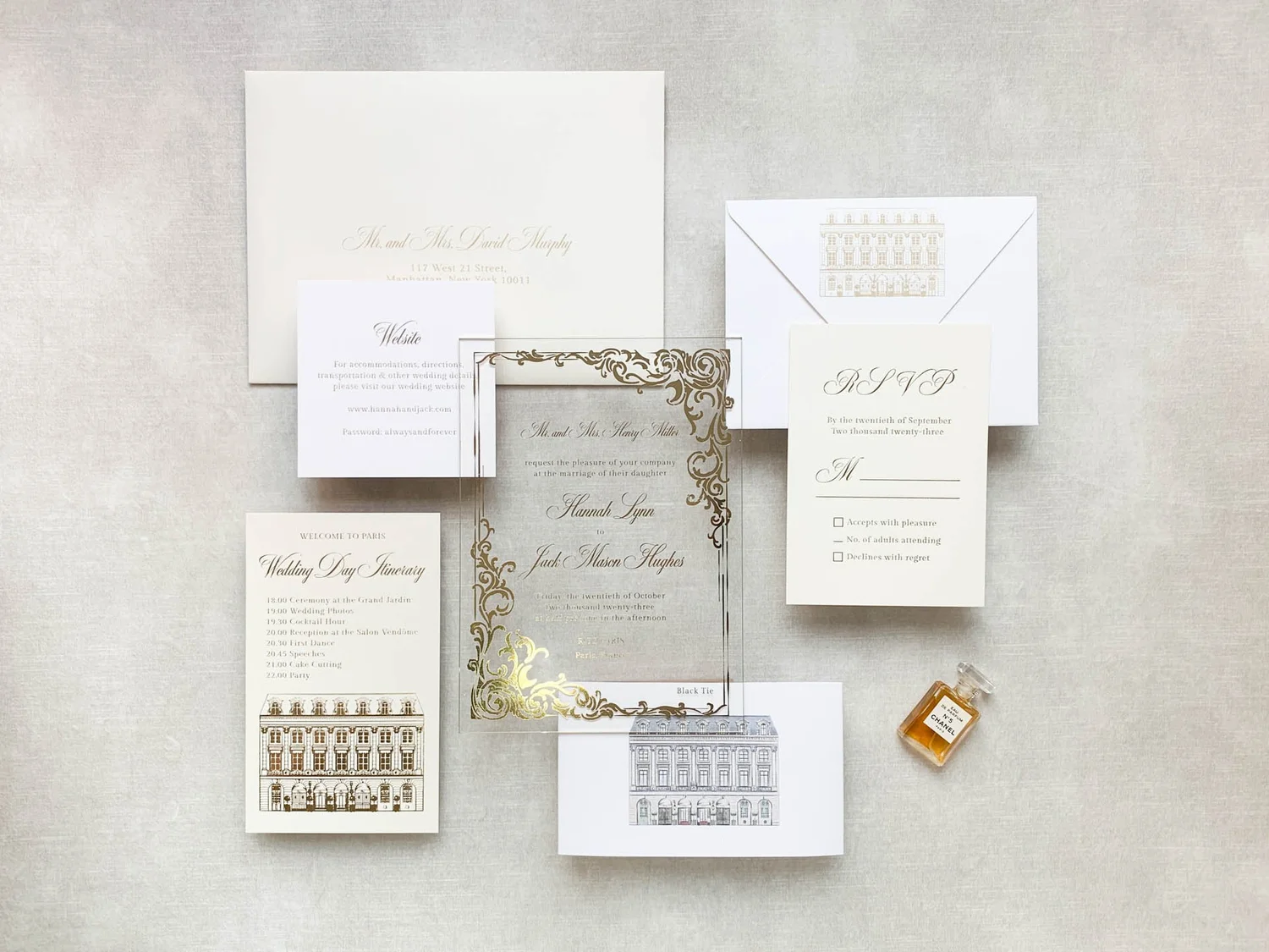 Luxury transparent acrylic wedding invitations | Lettering By GRG