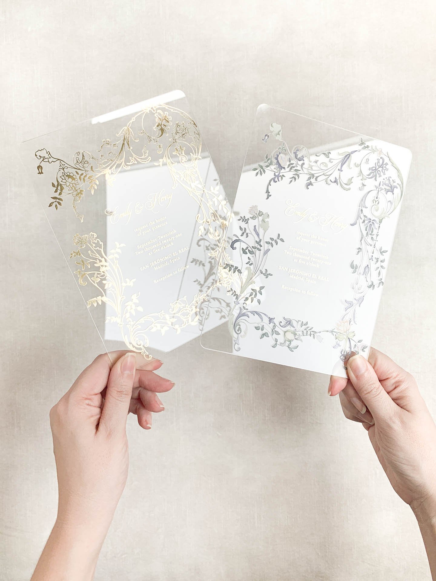 Acrylic wedding invitations | Lettering By GRG