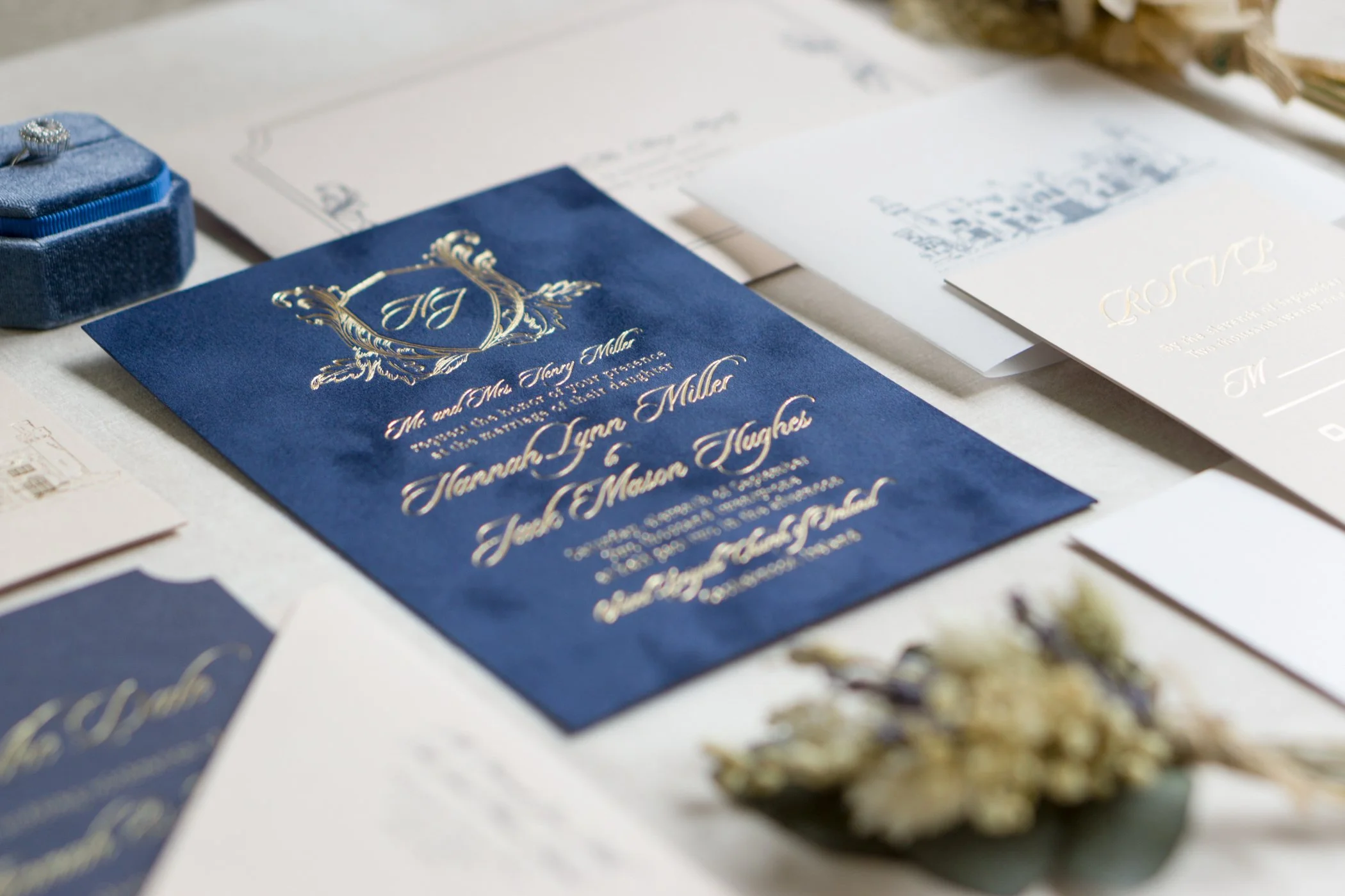 Velvet wedding invitations | Lettering By GRG