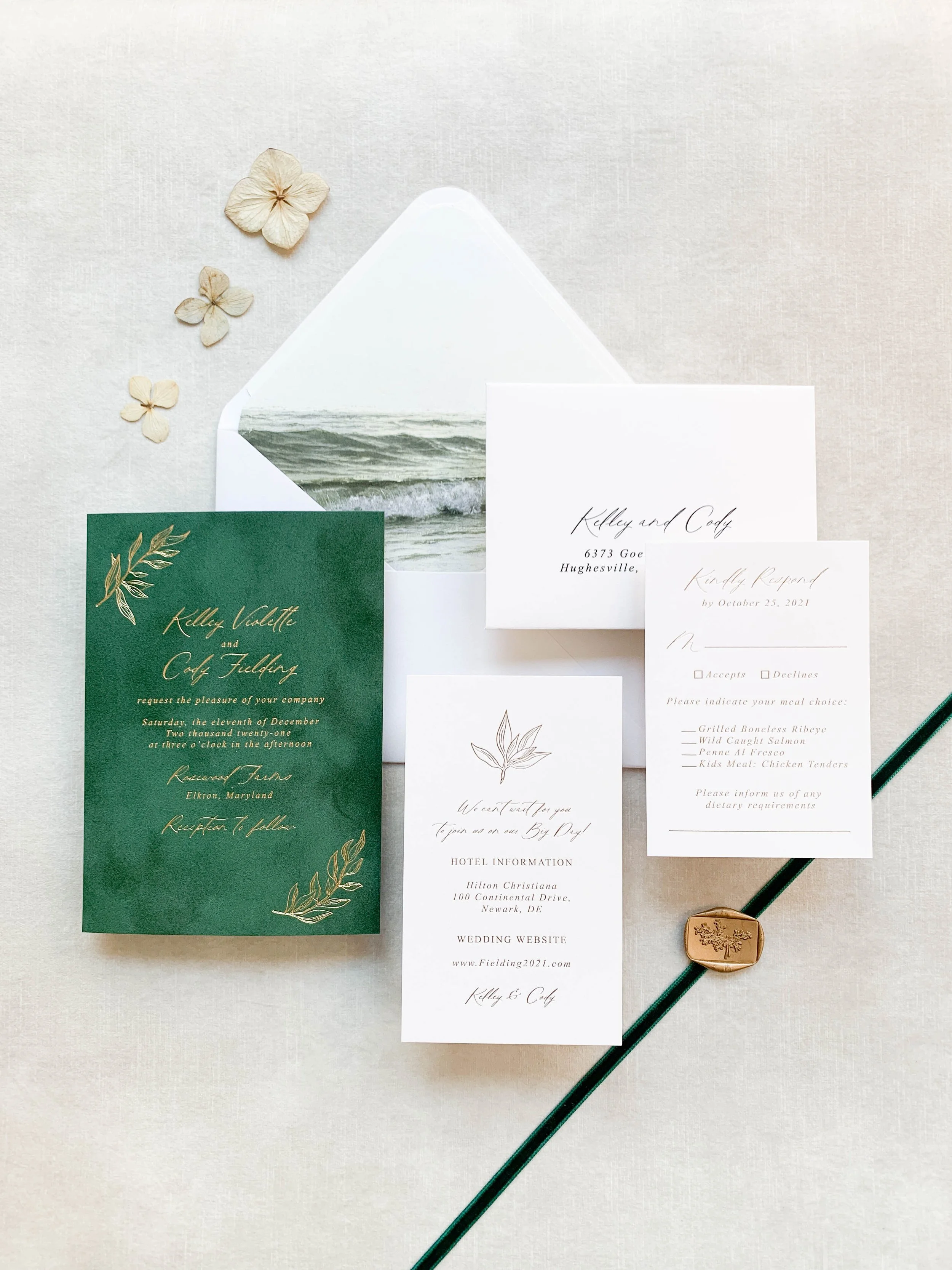 Velvet wedding invitations | Lettering By GRG