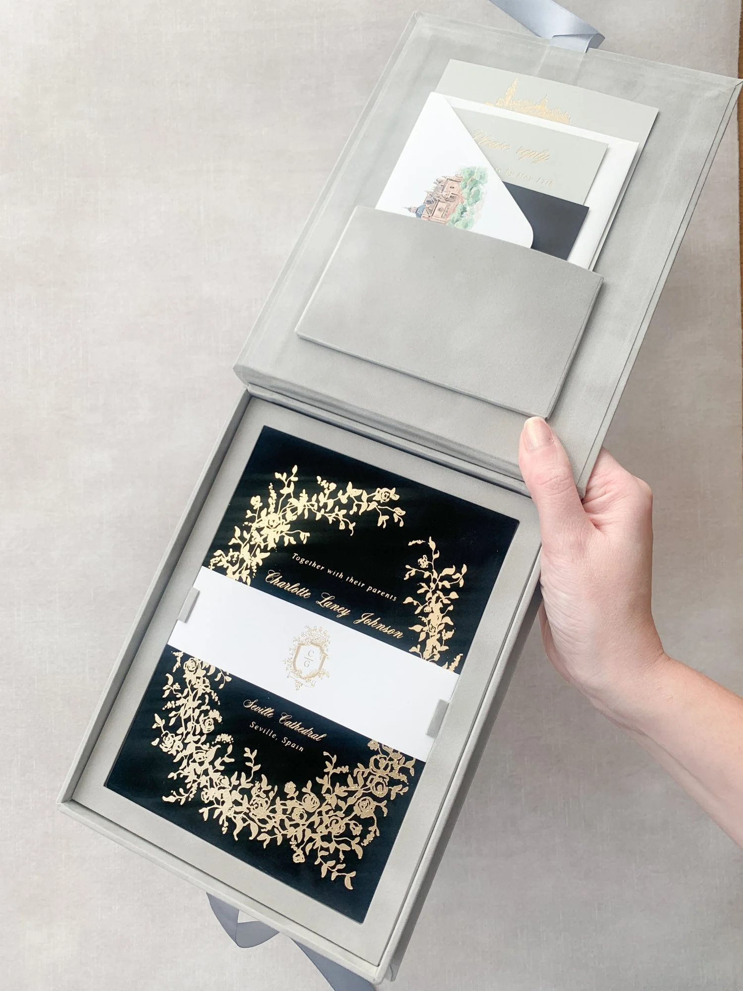 Perfect Wedding Velvet Box Invitation — LETTERING BY GRG