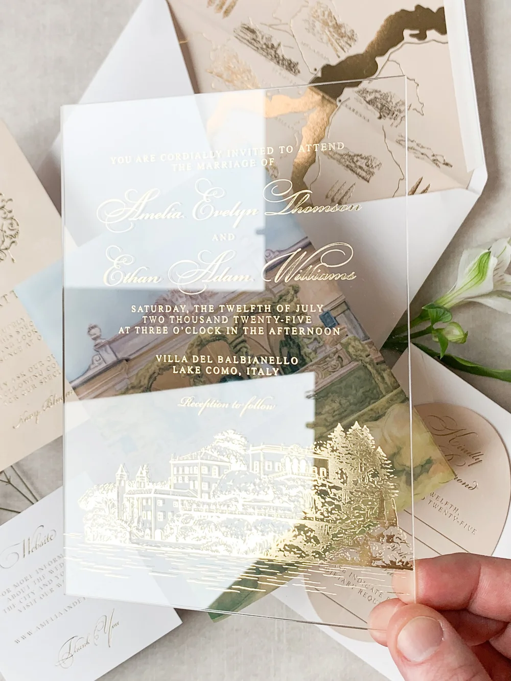 Luxury transparent acrylic wedding invitations | Lettering By GRG