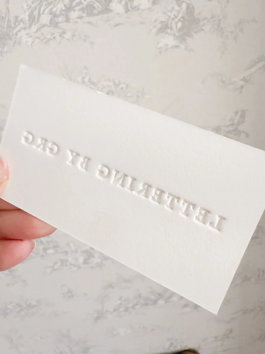 embossed business cards — LETTERING BY GRG