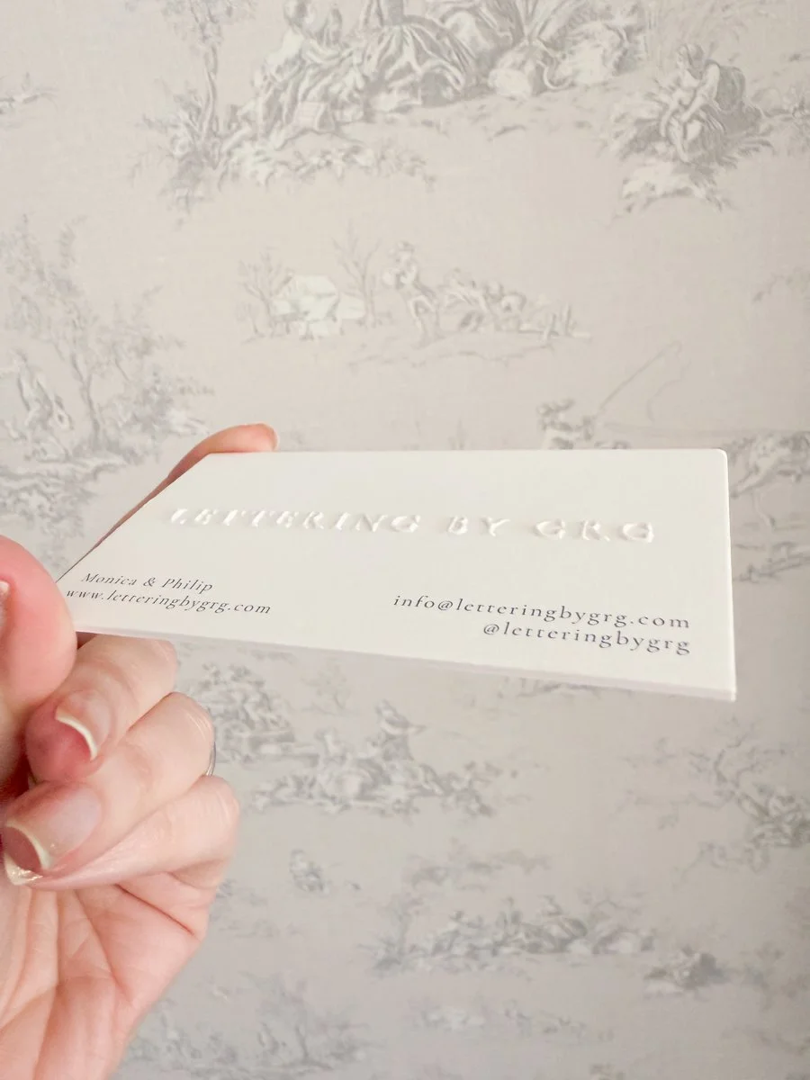 embossed business cards — LETTERING BY GRG