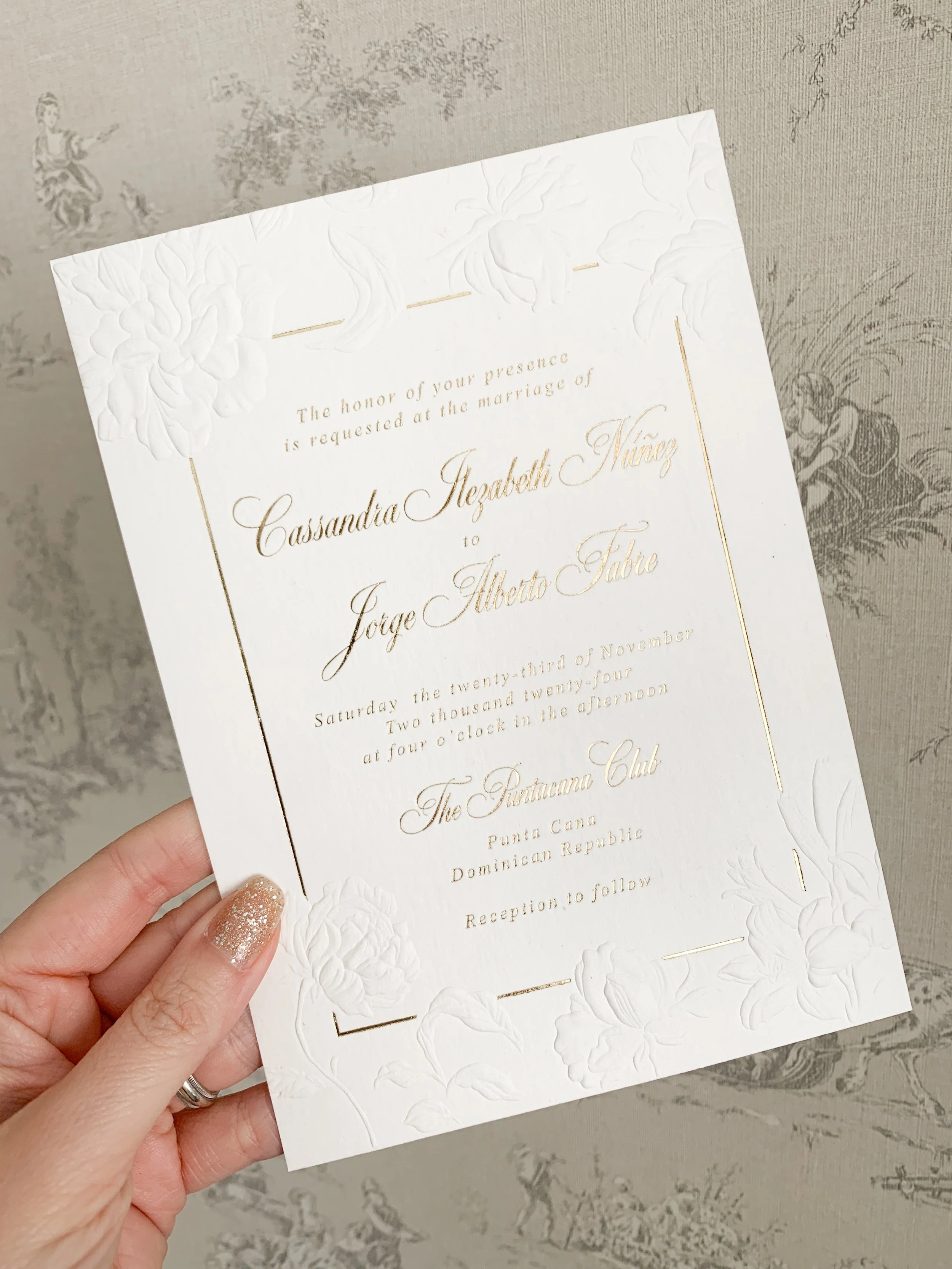Sculpted Embossing Wedding invitation — LETTERING BY GRG