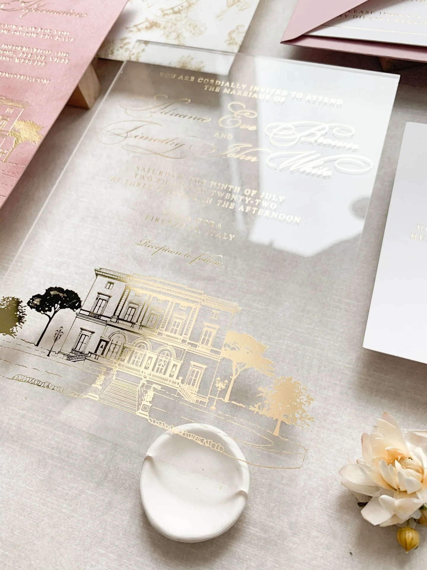 Acrylic wedding invitations — LETTERING BY GRG