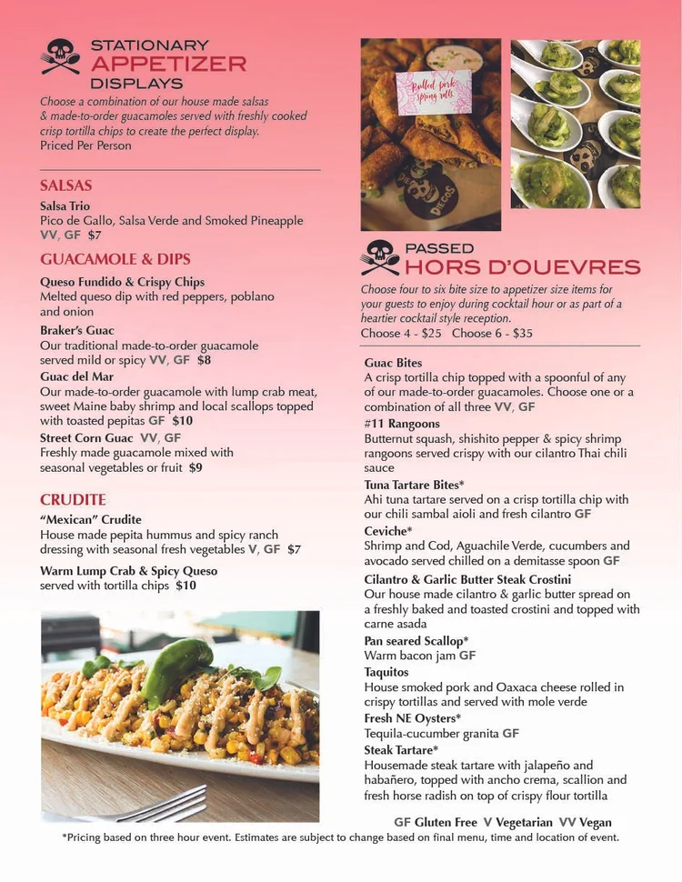 PRIVATE EVENT MENUS — Diego's Newport