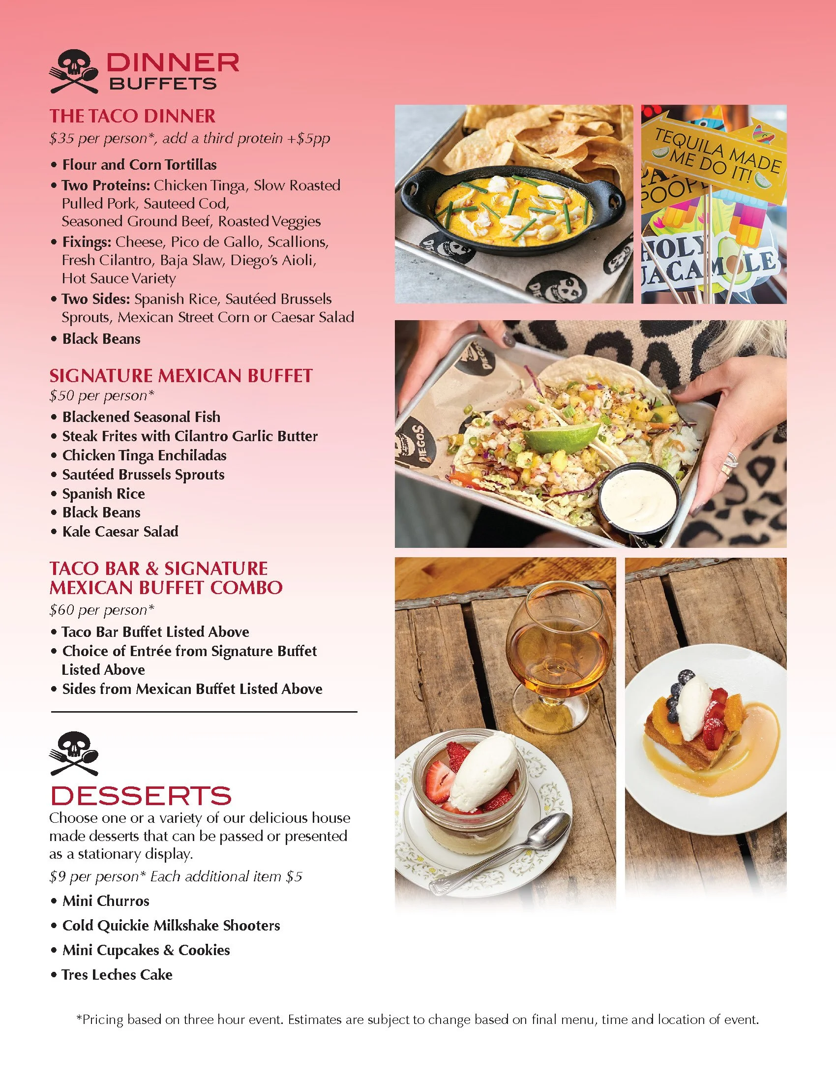 PRIVATE EVENT MENUS — Diego's Newport