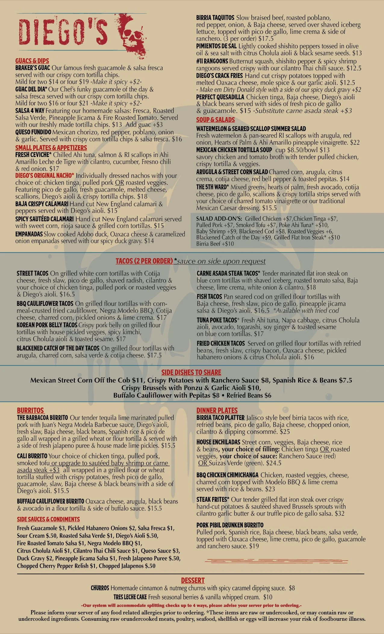 MENUS — Diego's Newport