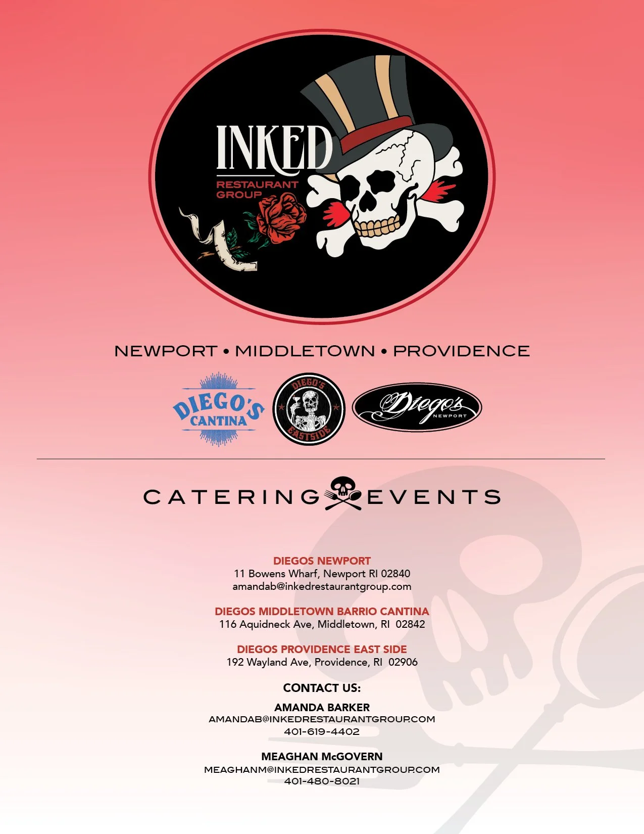 PRIVATE EVENT MENUS — Diego's Newport