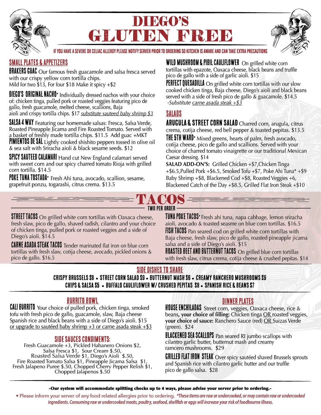 HOUSE MENUS — Diego's Newport