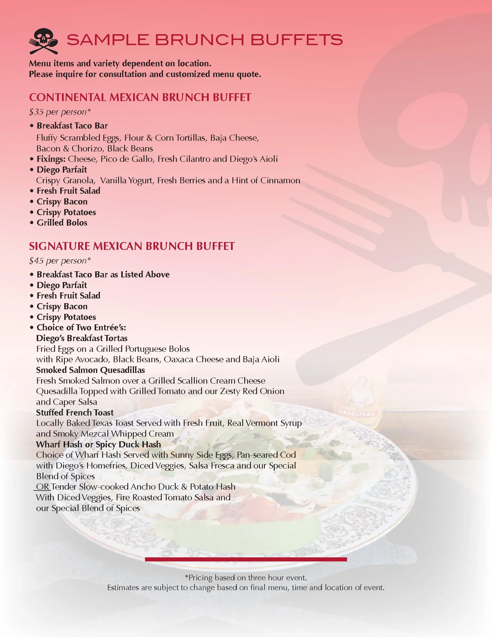 PRIVATE EVENT MENUS — Diego's Newport