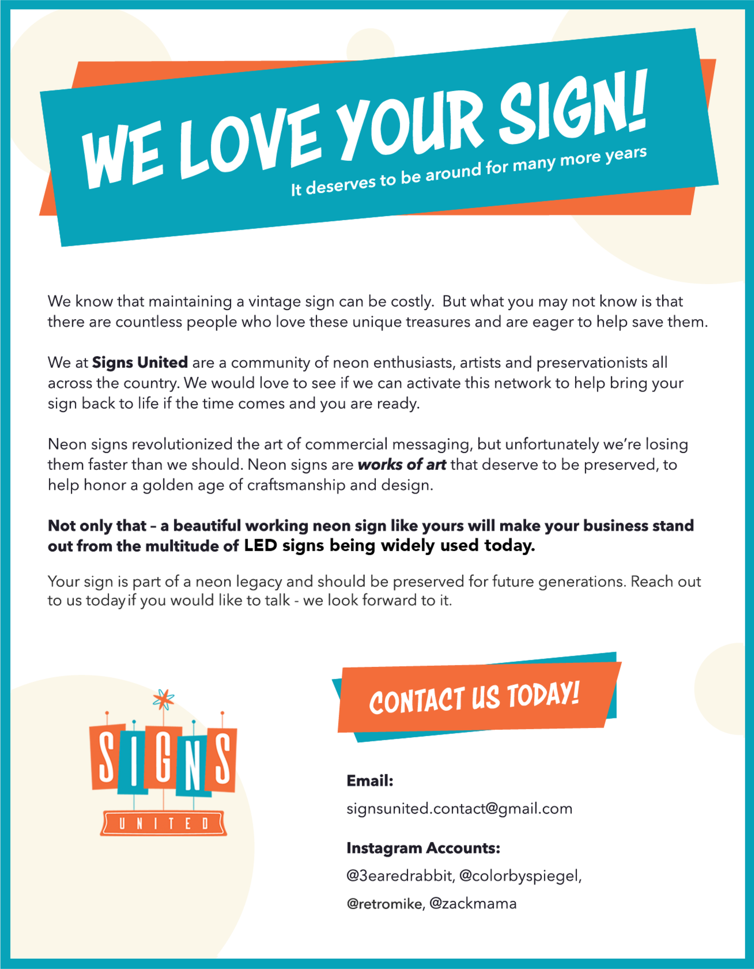Signs United - Hunt, Share, Preserve
