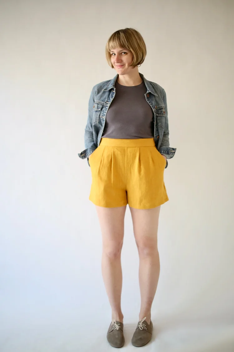 Gold linen Rose shorts — Made by Rae
