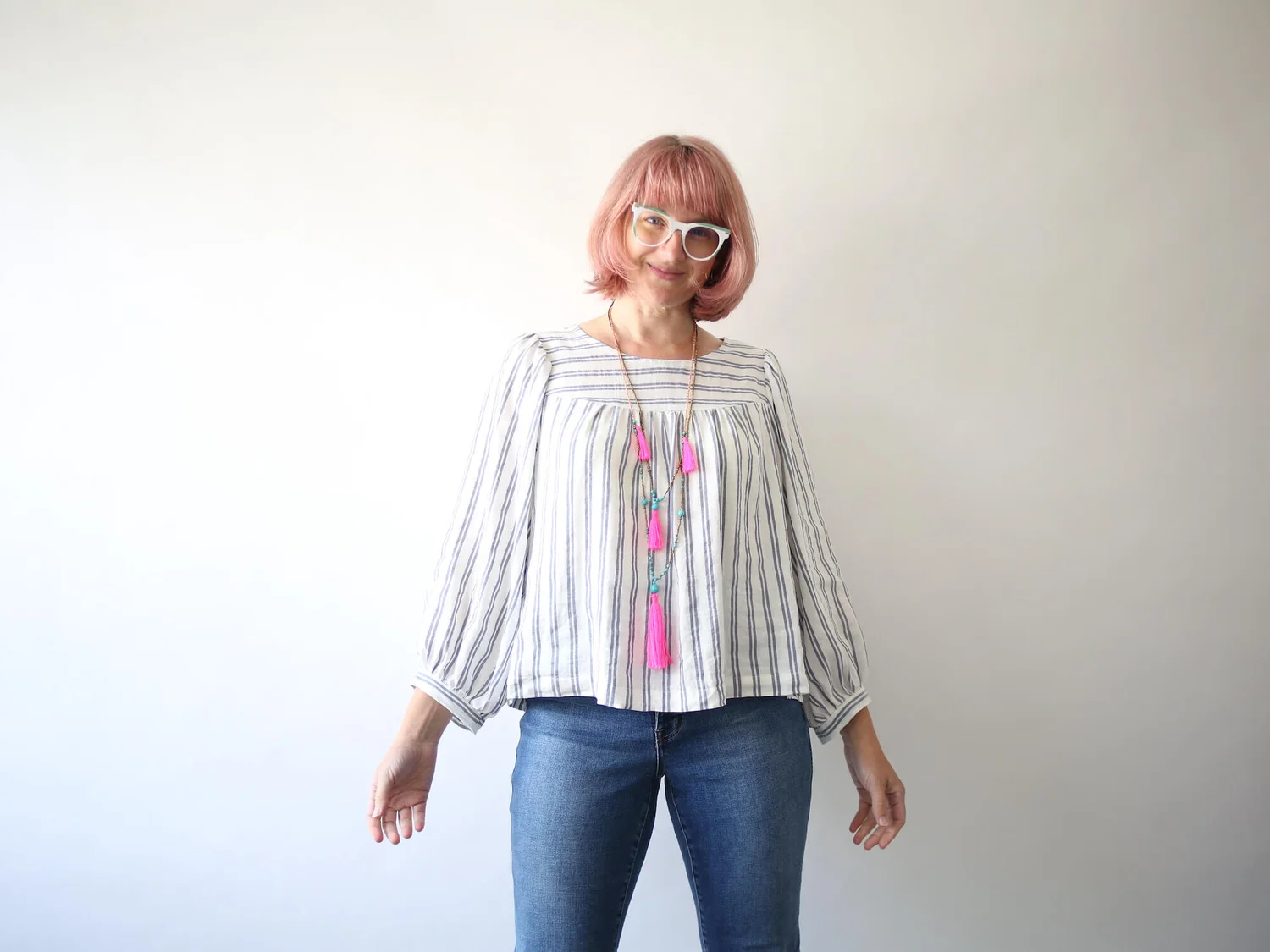 Striped Ruby Top with sleeves — Made by Rae