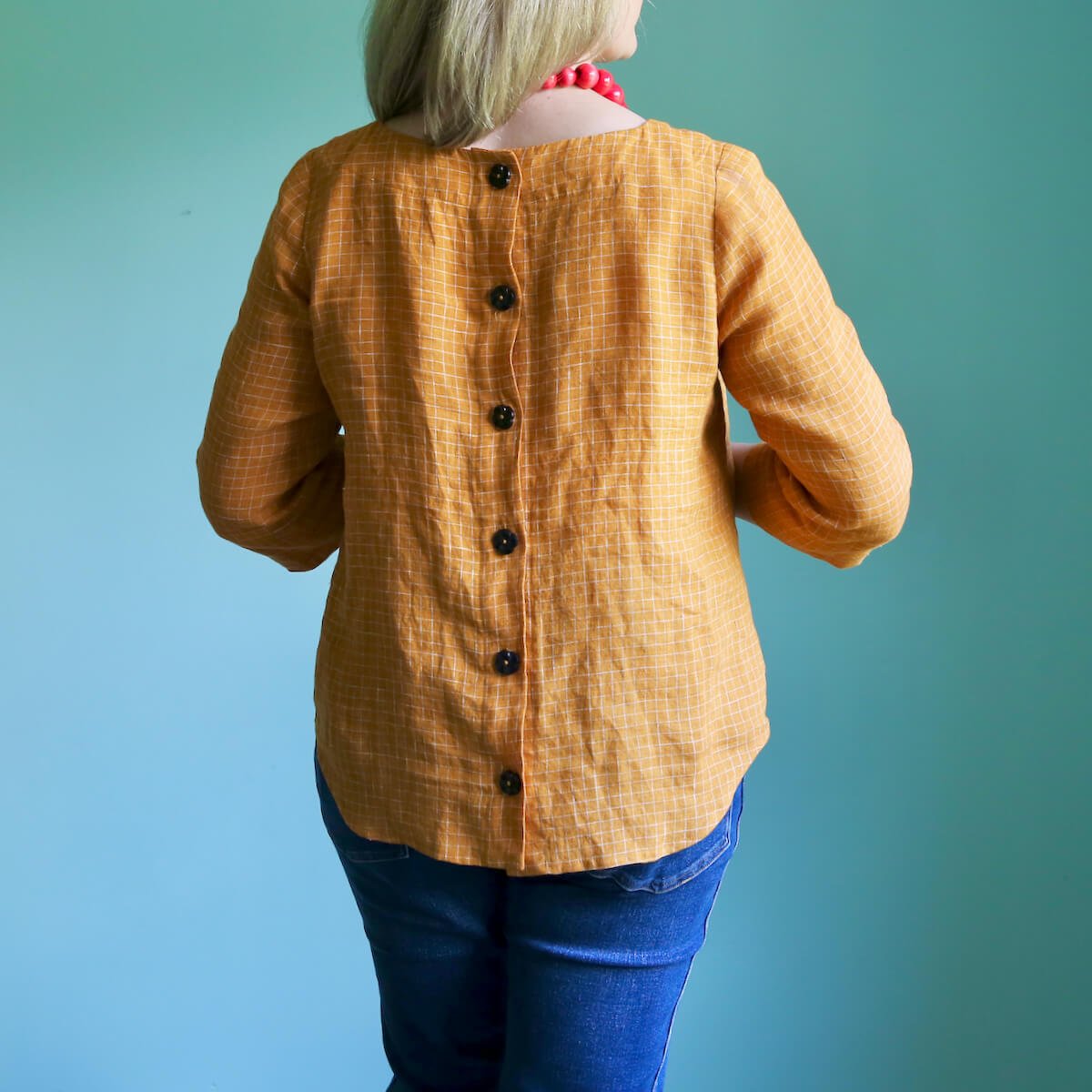 Linen Beatrix with vintage buttons — Made by Rae