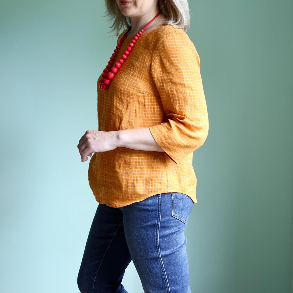 Linen Beatrix with vintage buttons — Made by Rae