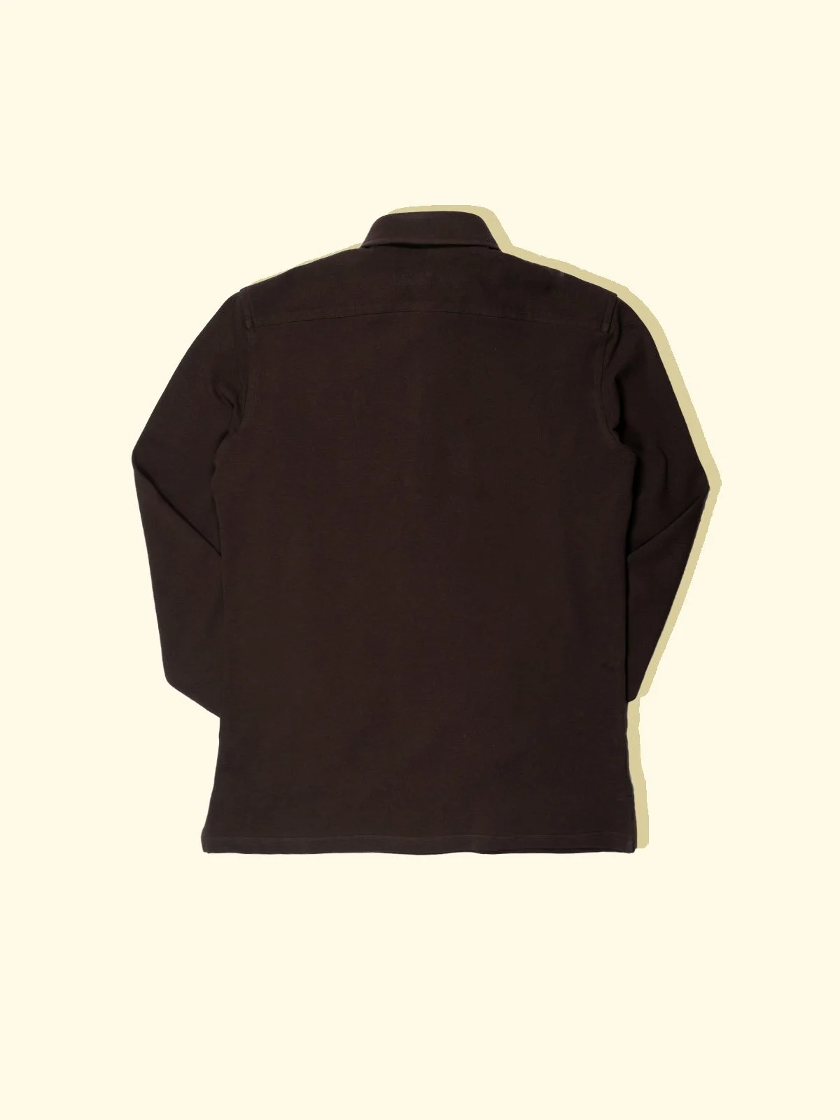 Pique Long Sleeve Spread Collar Polo - Chocolate Brown — The Anthology