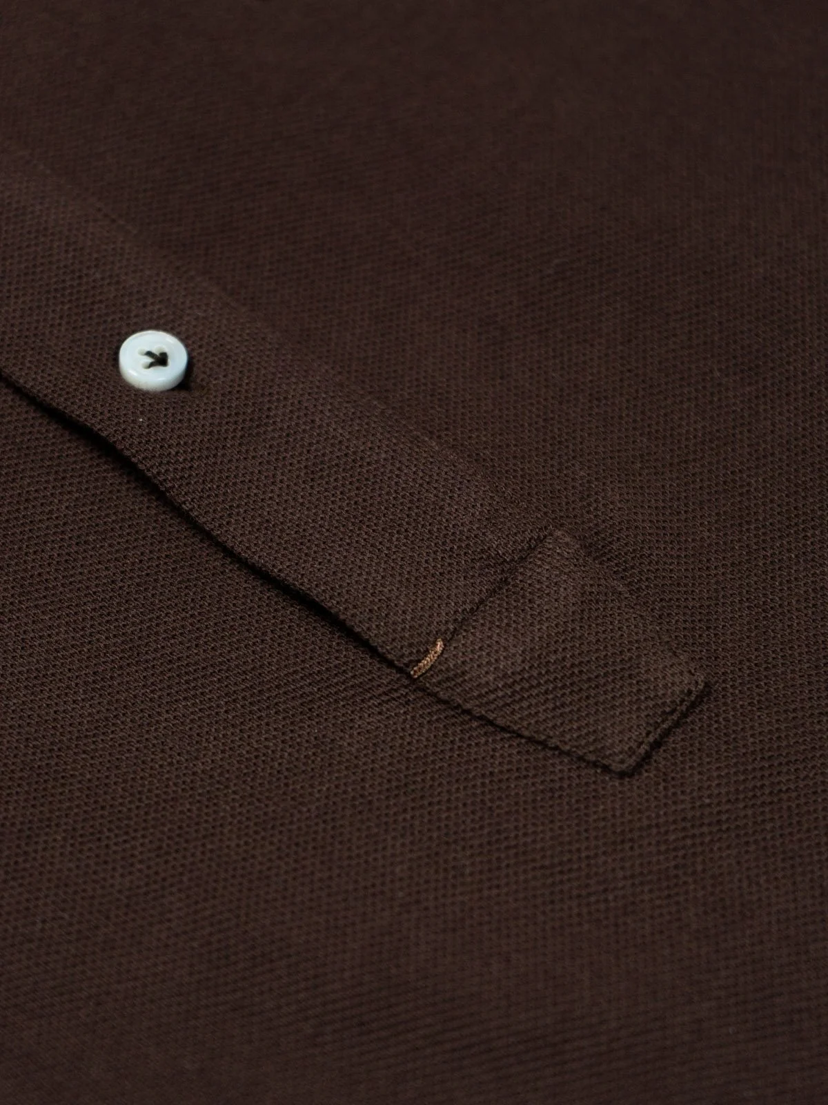 Pique Long Sleeve Spread Collar Polo - Chocolate Brown — The Anthology