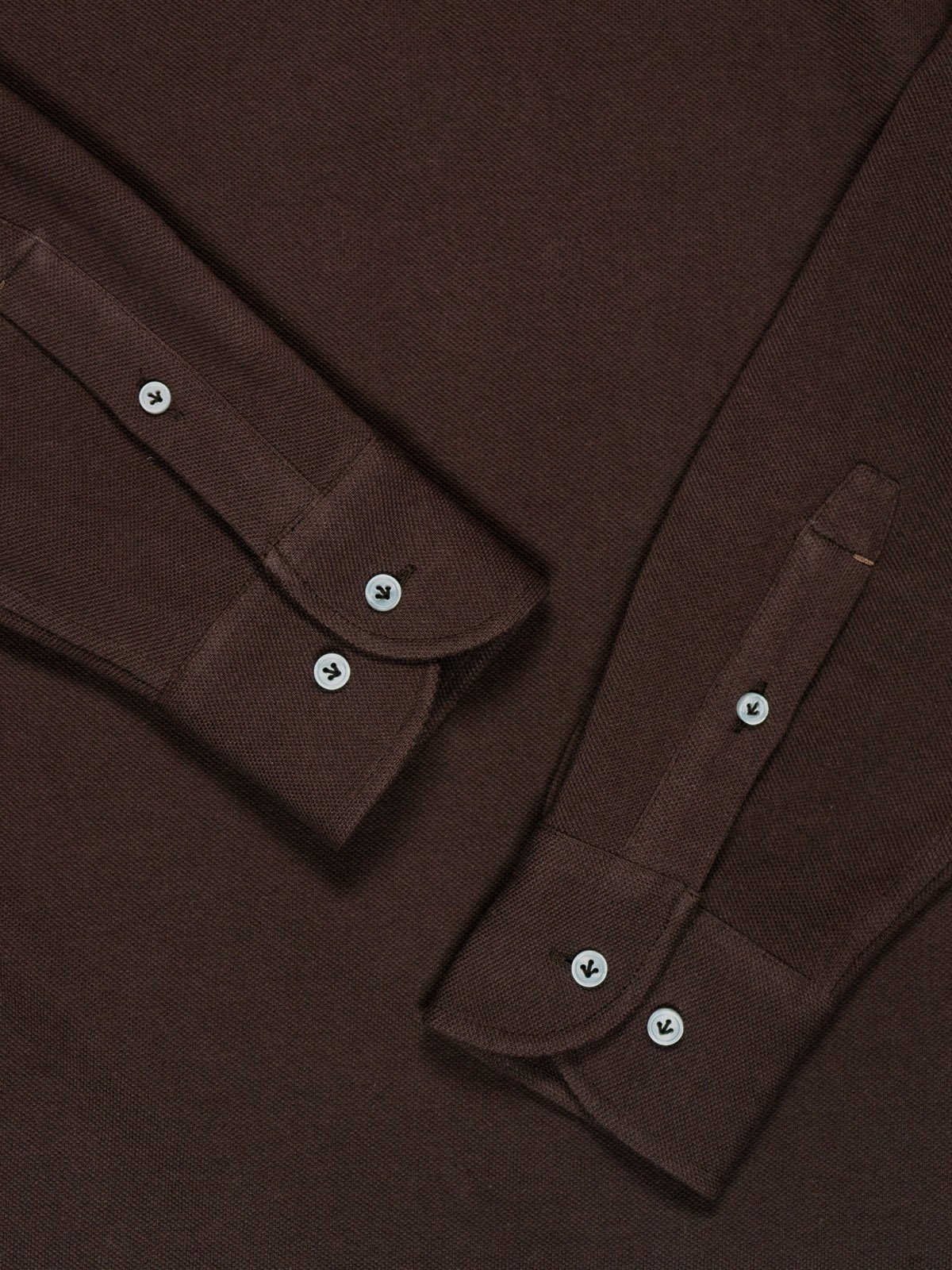 Pique Long Sleeve Spread Collar Polo - Chocolate Brown — The Anthology