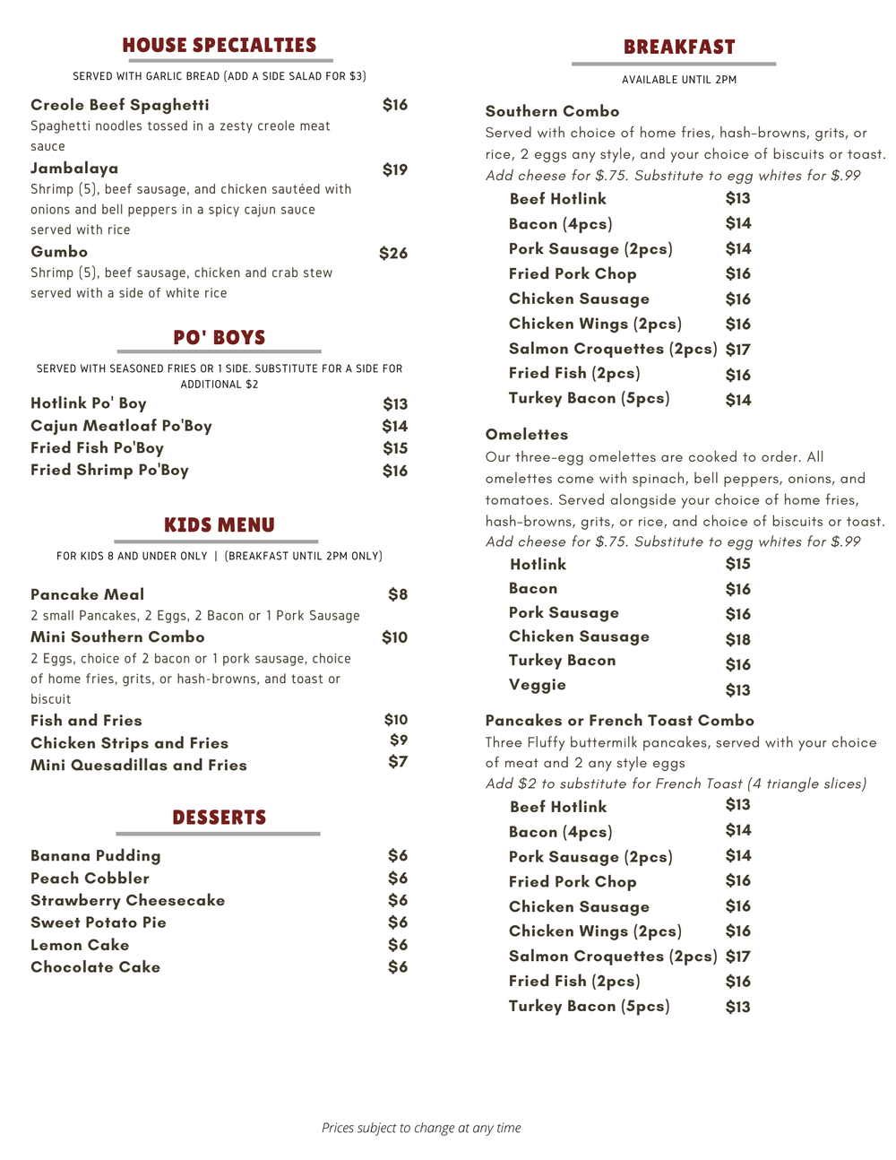 MENU — Delicious at The Dunbar