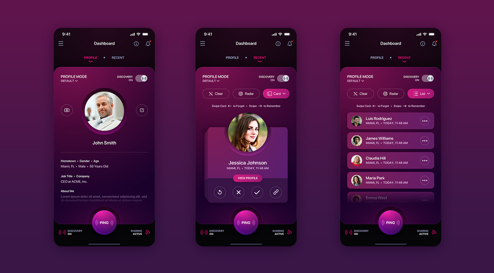 Recognize Me Mobile App UI/UX Design - Dark Mode Version — The Skins ...