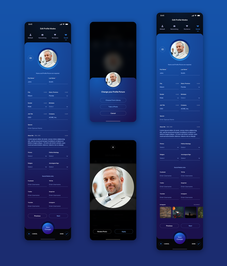 Recognize Me Mobile App UI/UX Design - Dark Mode Version — The Skins ...
