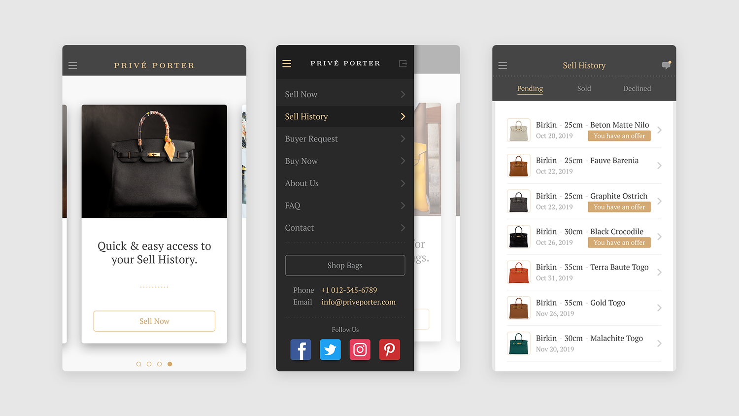 PRIVÉ PORTER Mobile App UI/UX Design — UI/UX, Brand & Web Design Agency ...
