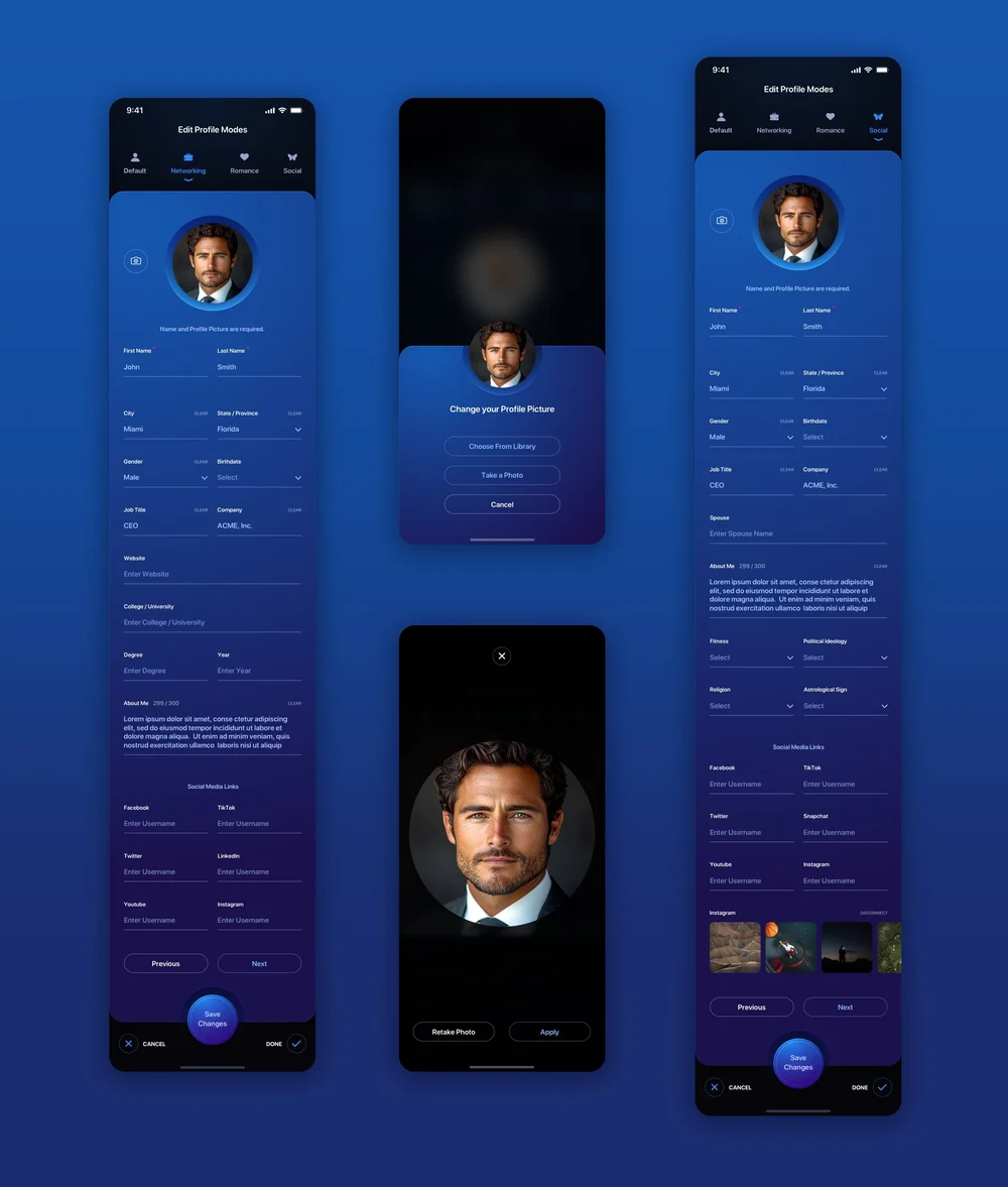 Recognize Me Mobile App UI/UX Design - Dark Mode Version — The Skins ...