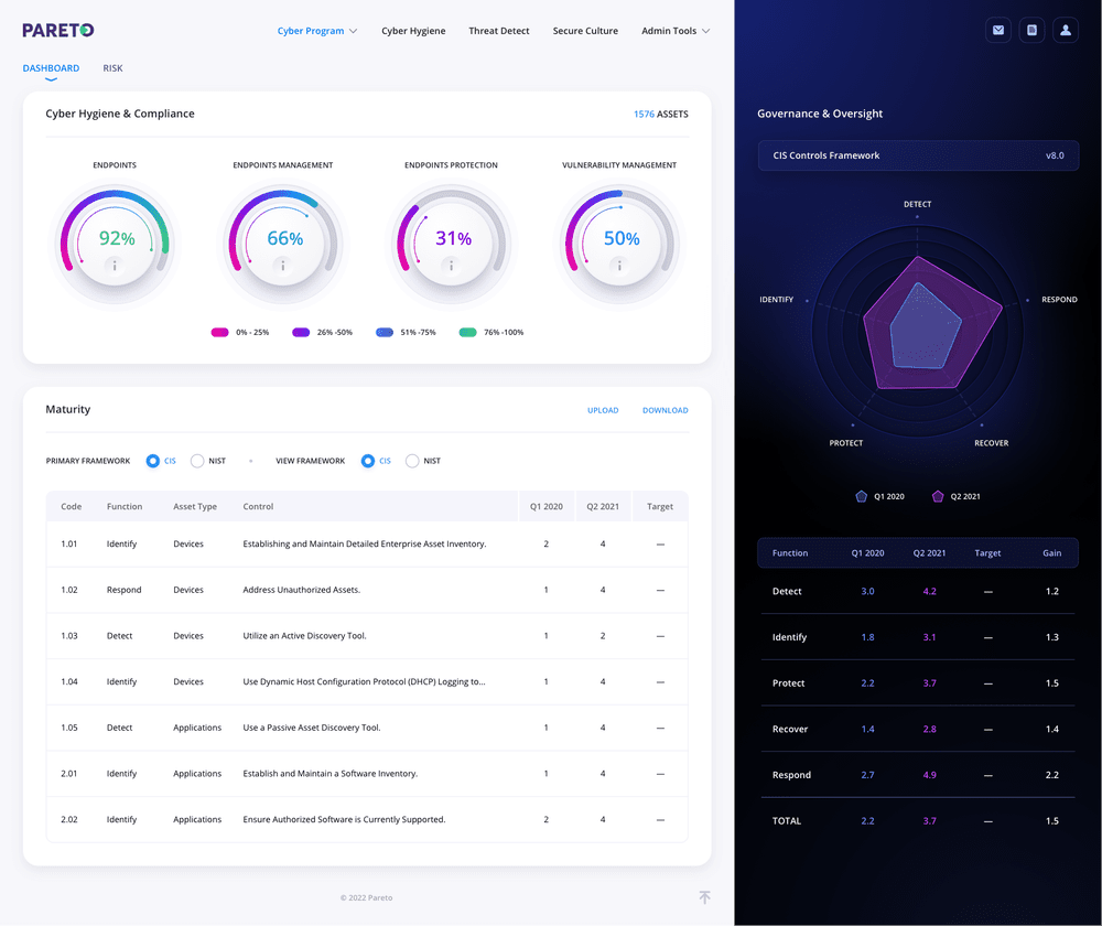 Pareto Cyber Cybersecurity UI/UX Design — UI/UX & Web Design Agency - The Skins Factory