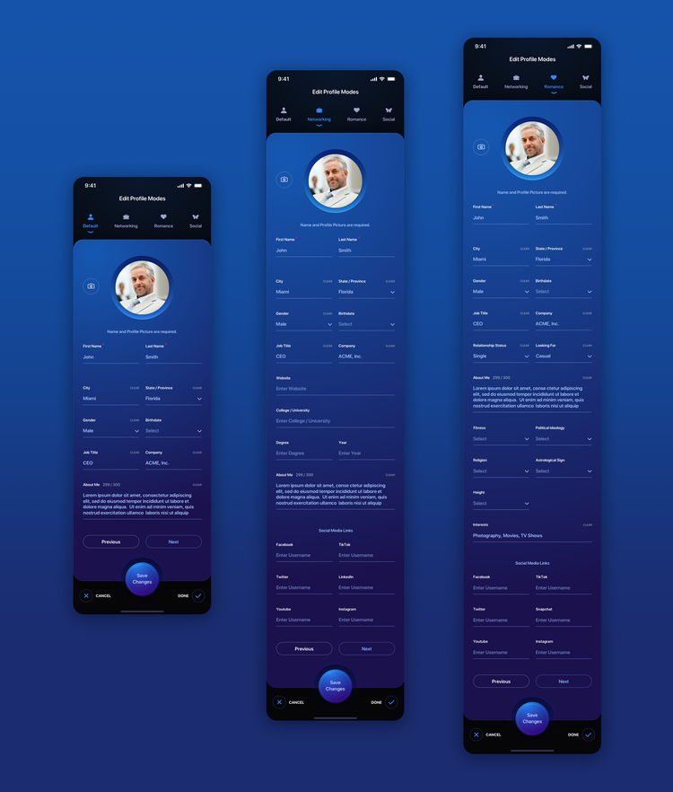 Recognize Me Mobile App UI/UX Design - Dark Mode Version — The Skins ...