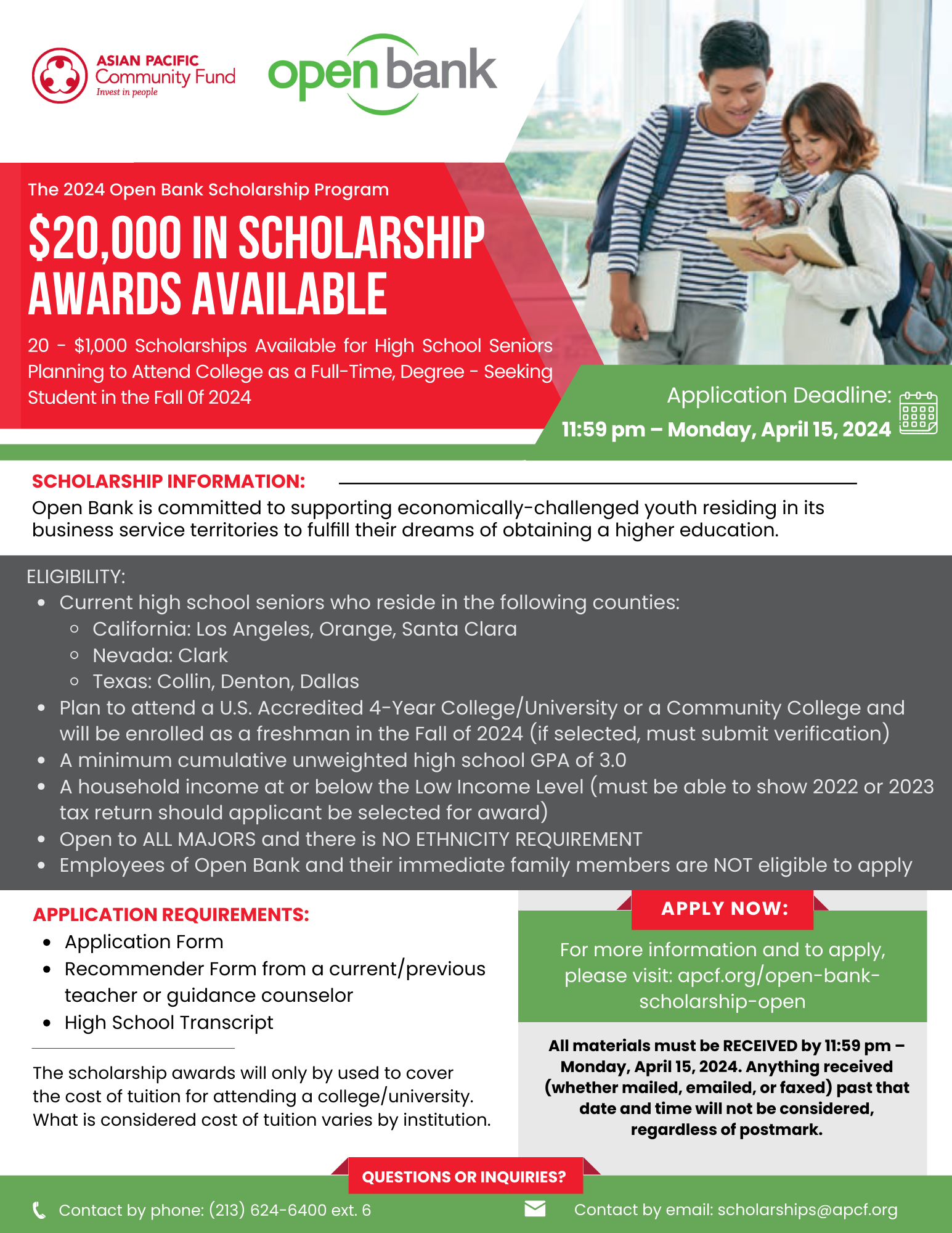 Open Bank Scholarship — Asian Pacific Community Fund
