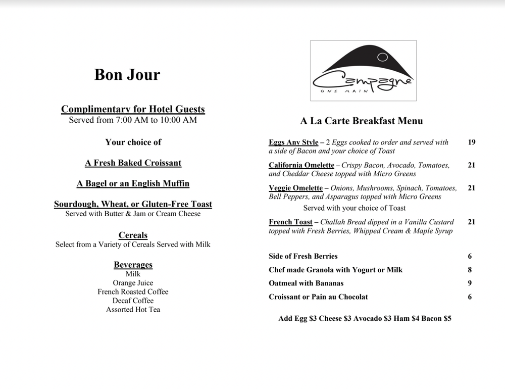 Breakfast Menu 2024 — Downtown Los Altos Hotel Rooms | Silicon Valley ...