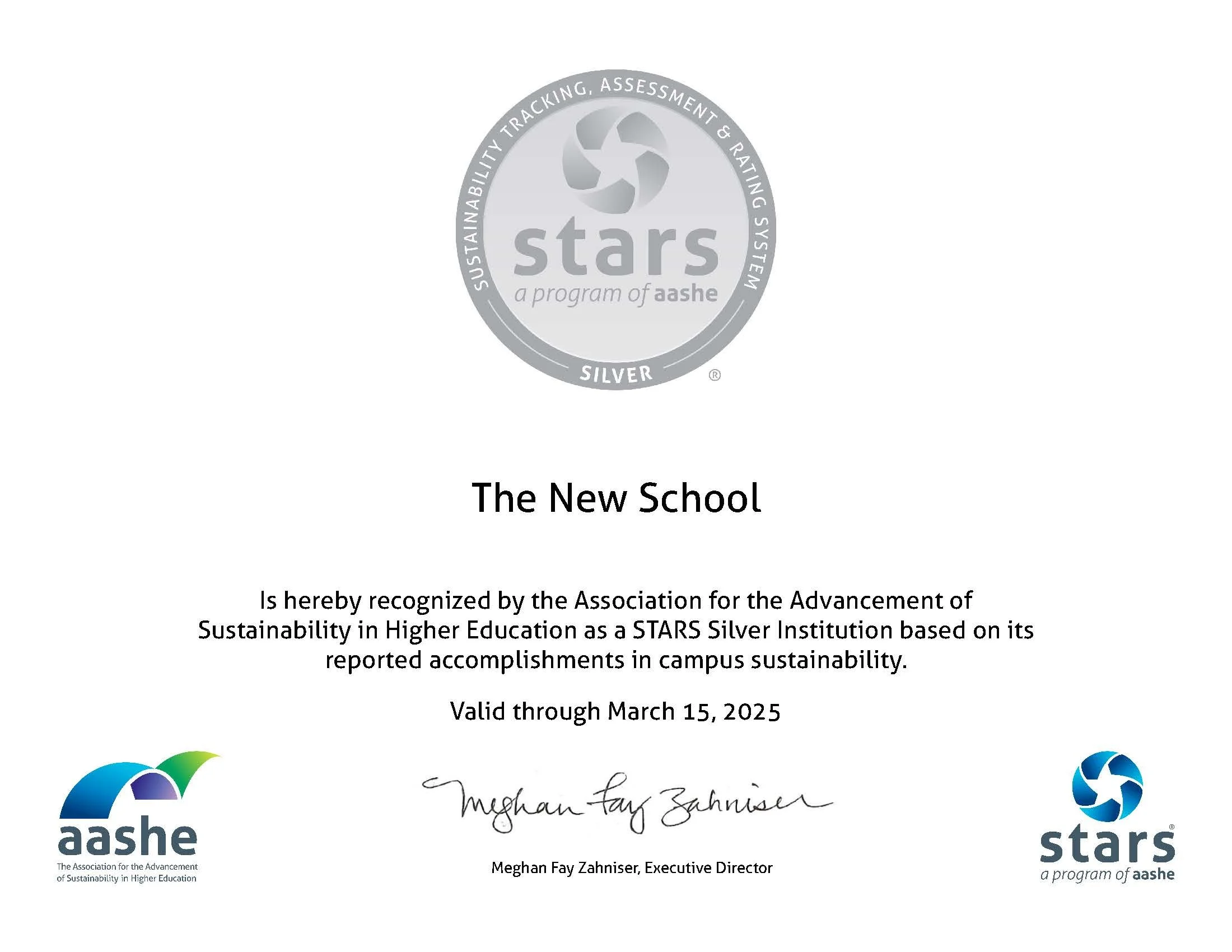 The New School Retains AASHE STARS Silver Rating — Tishman Environment ...
